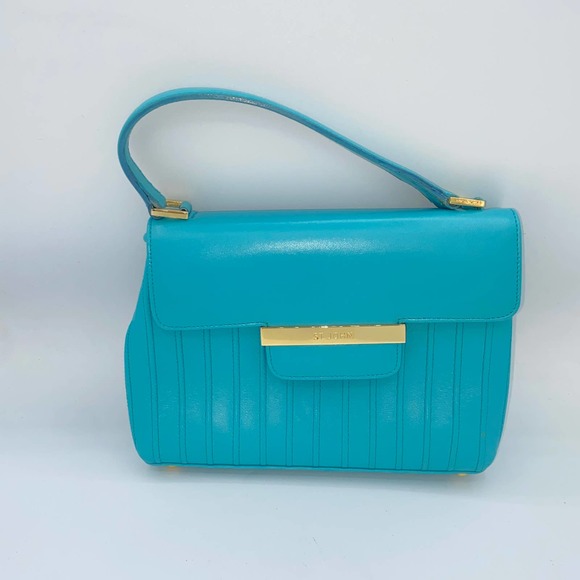 St. John | Bags | St John Sky Blue Leather Gold Hardware Mini Small ...